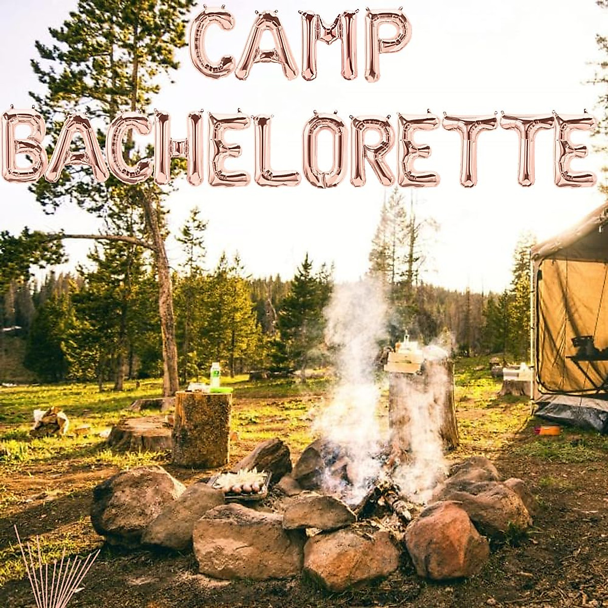 Camping Bachelorette Party Decorations Rose Gold Camp Bachelorette Balloons Weekend In The Woods/Lake Hiking/Mountain Themed Engagement Bridal Shower Party Supplies Decorations