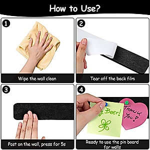 5PCS Felt Pin Board Bar Strips, COIDEA Bulletin Board Strips with 35 Pushpins for Office School Home Wall Decor, Self-Adhesive Felt Cork Board Strips for Paste Notes, Schedules, Photos