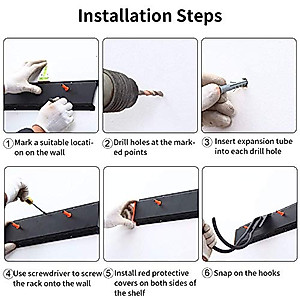 Homeon Wheels Tools Storage Rack system, for Room, Garage Organizer &Garden Organizer, Heavy-duty Solid and Easy to Install, Holds 10 hooks & Max 420 lbs, Holds Shovels, Rakes, Maps, Skis and Bikes