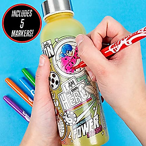 Miraculous Create Your Own Color-Changing Water Bottle, Color Your Own Water Bottle, Great For Travel & Road Trips, Sports & School, Creative Gift Idea, Arts & Crafts Activity Kids Ages 6, 7, 8, 9, 10