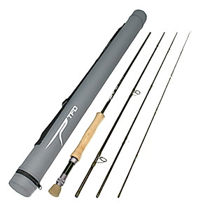 Temple Fork Outfitters Fast Action Freshwater Saltwater High Performance Cork Handle 4 Pieces 9'0" Axiom II Fly Fishing Rod with Case, 8 wt. 9'0"