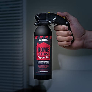 SABRE Red Home Defense Pepper Gel With Wall Mount For Easy Access, Max Strength OC Spray, UV Marking Dye Helps Identify Suspects, Full Hand Grip For More Accurate Aim, Secure Pin Safety, 32 Bursts