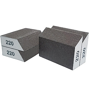 4 Pack 220 Grit Single Angle Sponge Sanding Block, Washable and Reusable Sanderpaper Hand Sanding Sponge for Wood Drywall Metal Home Sanding