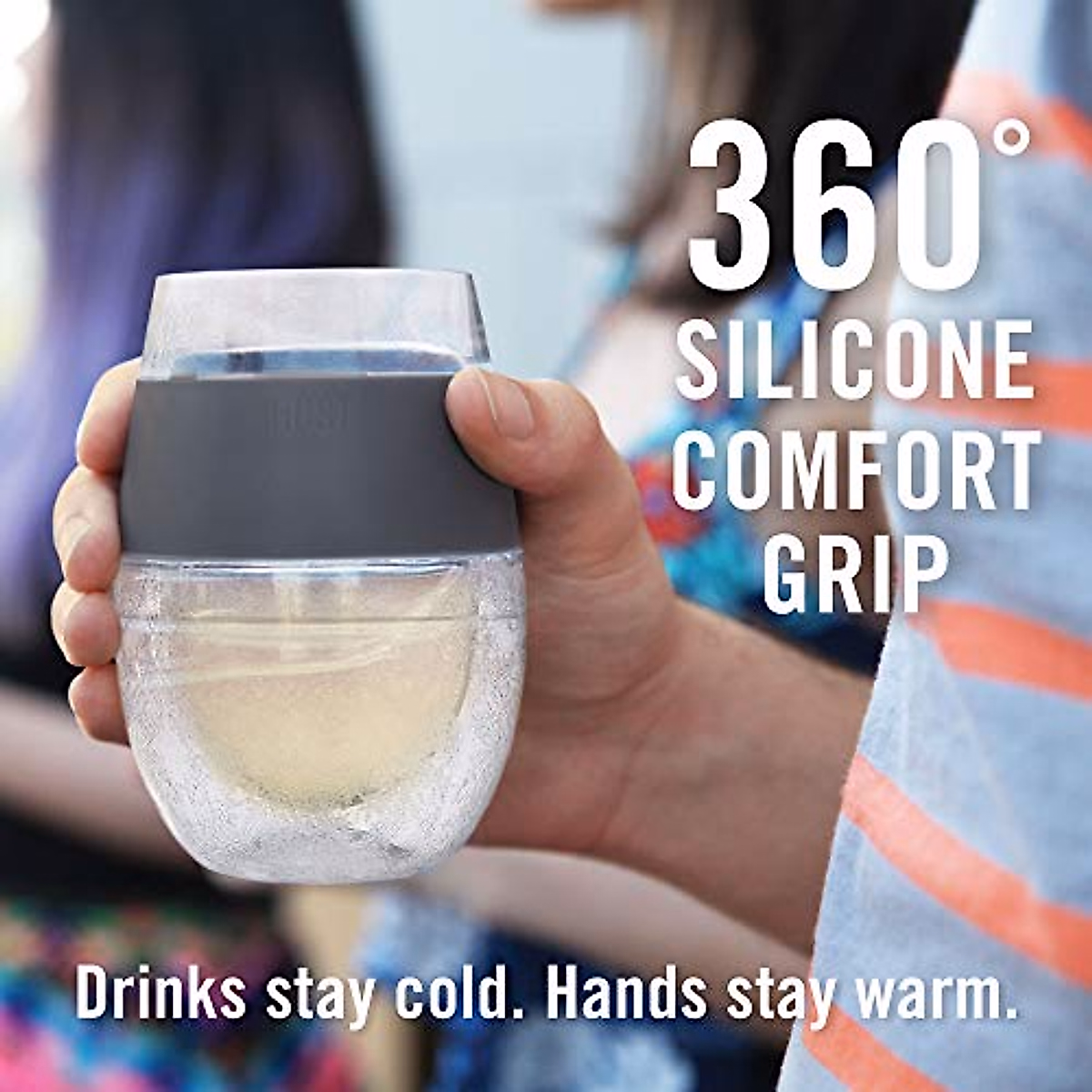 HOST Wine Freeze Cooling Cup, Plastic Double Wall Insulated Freezable Drink Chilling Tumbler with Freezing Gel | Wine Glasses for Red and White Wine, Set of 1, 8.5 oz, Coral