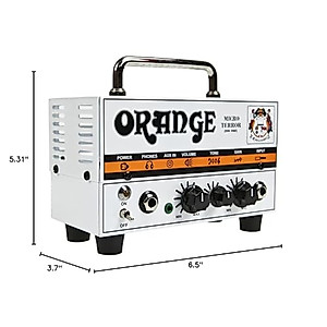 Orange MT20 Micro Terror 20-Watt Mini Hybrid Guitar Amplifier Head Bundle w/ 10' Pig Hog Woven Instrument Cable, Power Supply and Liquid Audio Polishing Cloth (4 Items)