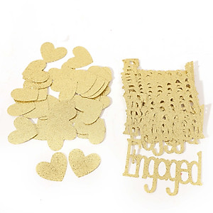 Glitter Gold Engagement Confetti With Hearts - Engaged Confetti,Engagement Party Decorations,Bride To Be Confetti,Bridal Shower Confetti,Engagement Party Table Decor