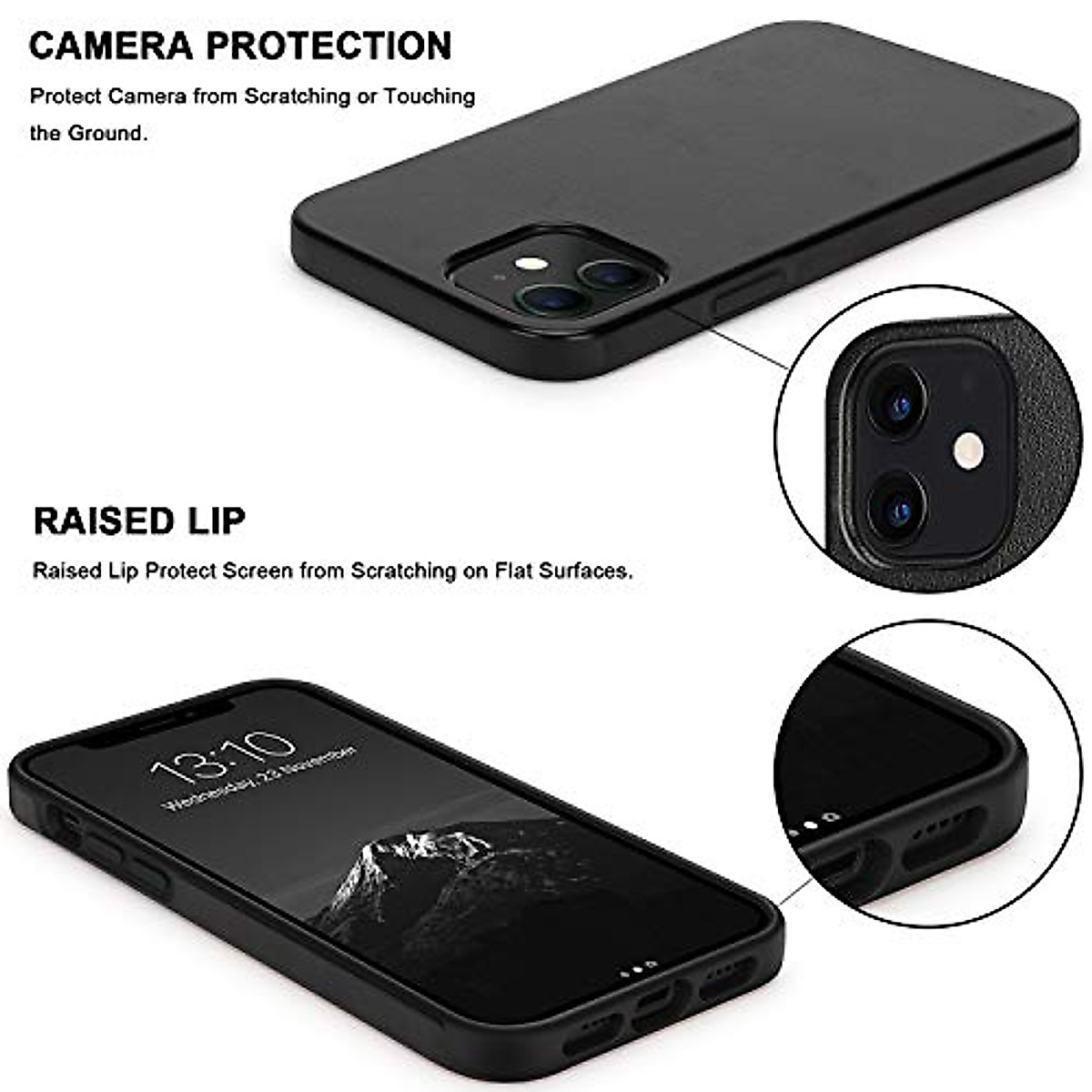 TENDLIN Compatible with iPhone 12 Case/iPhone 12 Pro Case Premium Leather TPU Hybrid Case (Black)