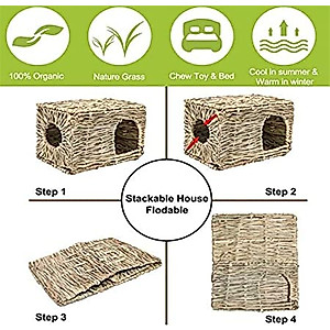 QHZAHNG Bunny Grass House,Natural Handmade Edible Foldable Comfortable Grass nest for Rabbits，Bunny, Guinea Pig, Little Animals, Play Paradise Grass Nest。 (B)