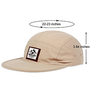5 Panel Snapback Hats for Men Women Lightweight Vintage Camp Hat Baseball Cap Beige
