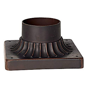 John Timberland Outdoor Pier Mount Post Adapter Antique Bronze Aluminum Fluted Column Style Base 5 3/4" for Exterior House Porch Patio Outside Deck Garage Yard Garden Driveway Home Lawn Walkway
