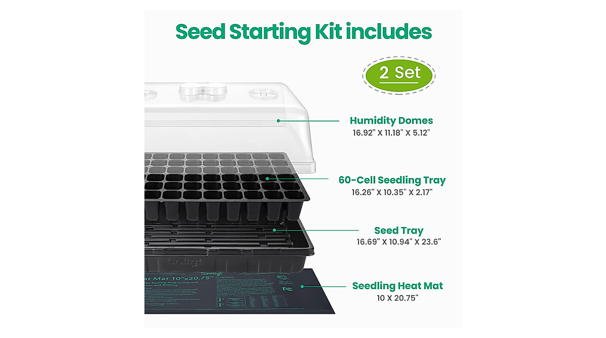 2 Set Seed Starter Kit with Humidity Domes & Heat Mats | Garden Now