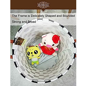 HUNRUNG Laundry Hamper,Large Canvas Fabric Lightweight Storage Basket Toy Organizer Dirty Clothes Collapsible Waterproof for College Dorms, Children Bedroom,Bathroom（Roud-Football）