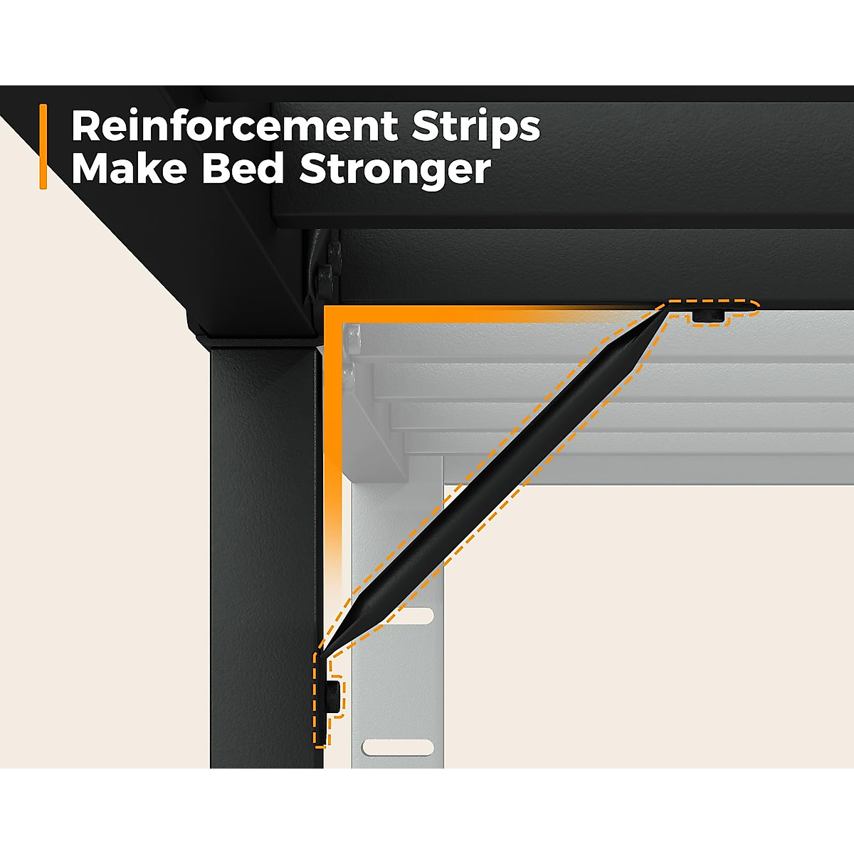 KKL Queen Bed Frame, 18 Inch Heavy Duty Steel Platform with Mattress Anti-Slip Rods, Bed Frame with Underneath Storage Space, No Box Spring Needed, Easy Assembly, Black