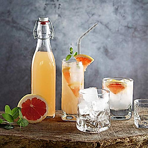 Set of 8 in 1 pack Reusable Stainless Steel Metal Straws- Long 215mm- Regular Size 6 mm Wide - Compatible - 4 Straight+ 4 Bent+ 2 Brushes+ 8 silicon tip+ 1 Pouch (silver, 8.5inch)