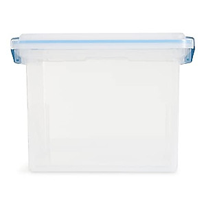 Sterilite 32 Quart Clear Plastic Stacking Storage Container Box with Latching Lid (4 Pack)