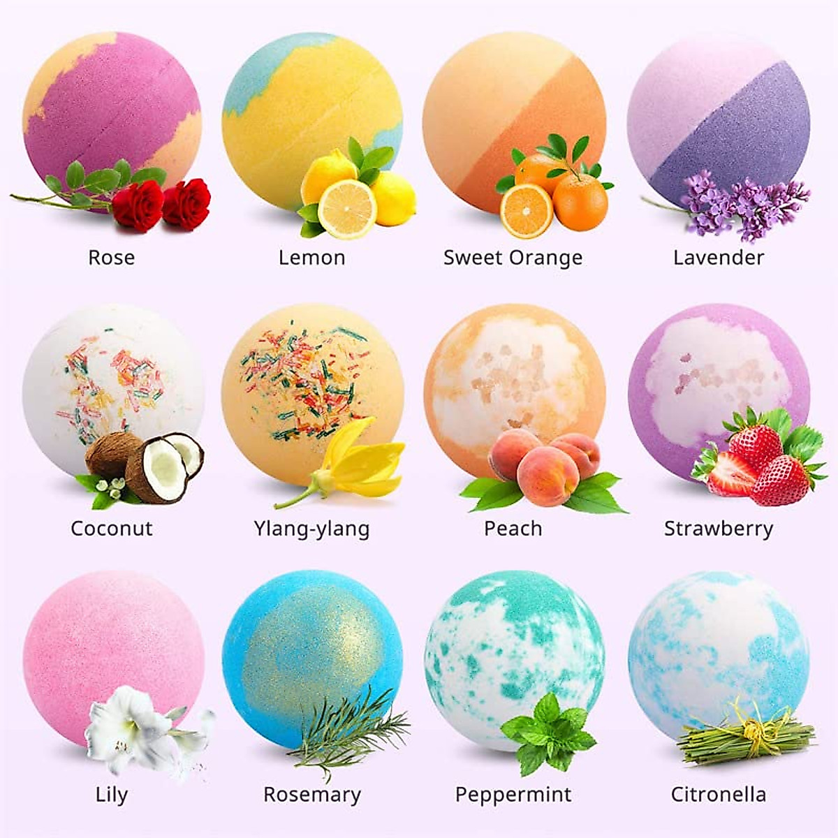 12 Pack Bath Bombs Gift Set Natural and Organic Bath Bombs with Shea Butter, Coconut Oil, Essential Oils and 12Relaxing Botanic Scents. Bath Bombs for Women, Easter Gifts for Women, Girls and Kids