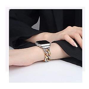 Kolgios 38/40/41mm Gold&Sliver Two Tone Cool Women Chain Smartwatch Bands Compatible for Apple Watch Series Band 9/8/7/6/SE/5 Stylish Adjustable Replacement Bracelet for Iwatch 8/9 Gift for Her