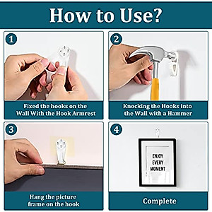 Invisible Nail Wall Screw Hooks, 73Pcs Concrete Hanging Hooks Hardwall Non-Mark Invisible Nail Wall Hangers for Photo Frame Art Painting Non-Trace Drywall Stucco Concrete Hooks (WHD70)