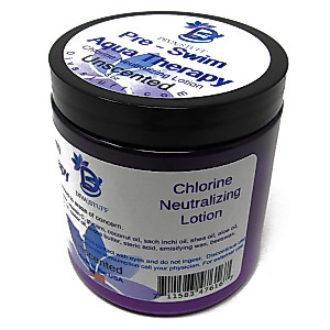 Diva Stuff Pre-Swim Aqua Therapy Chlorine Neutralizing Body Moisturizing Lotion for Swimmers, Protects Skin from Chlorine & Salt Water, 8 oz - Made in the USA, Unscented
