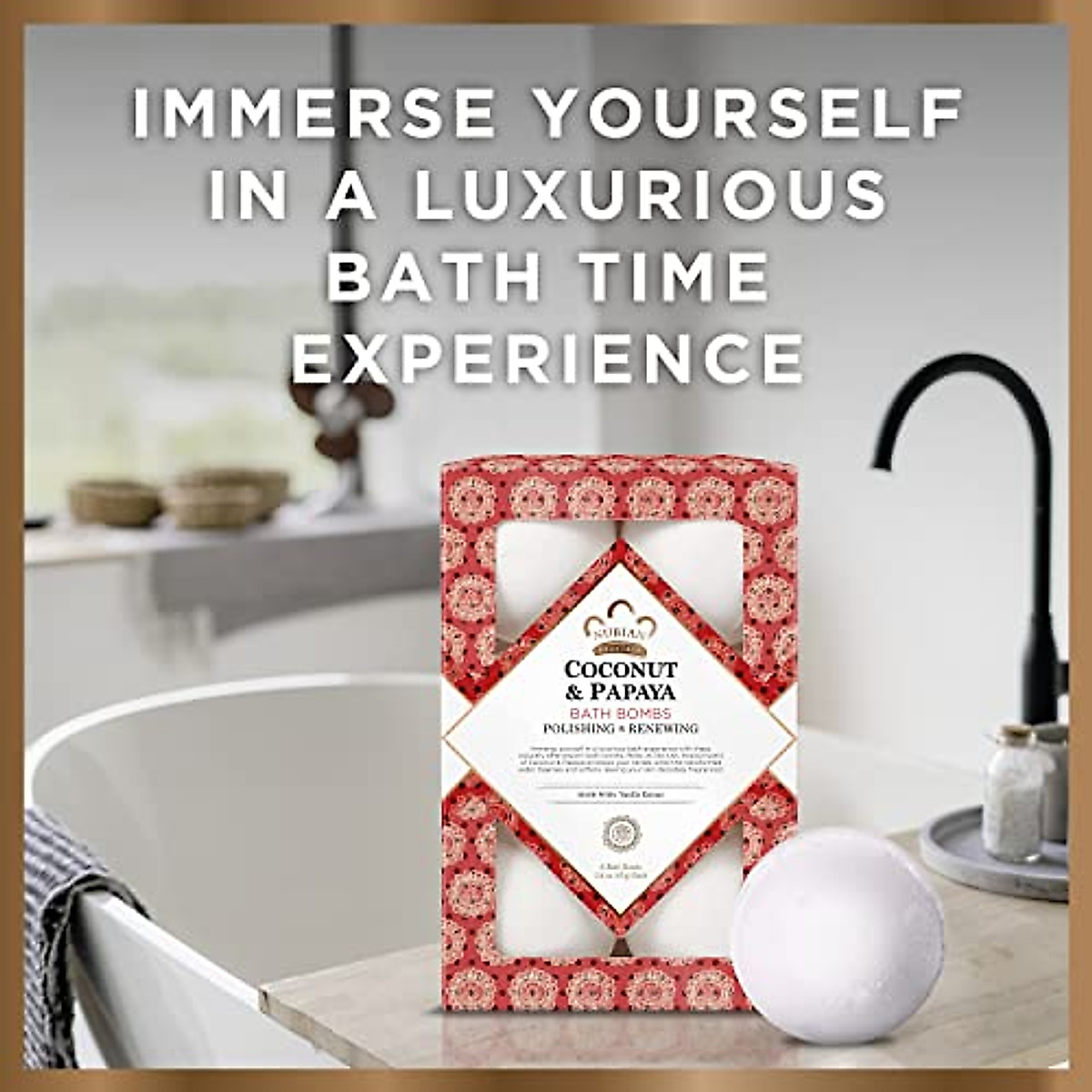 Nubian Heritage Bath Bombs Coconut and Papaya Renewing Bath and Body Products 1.6 oz 6 Count