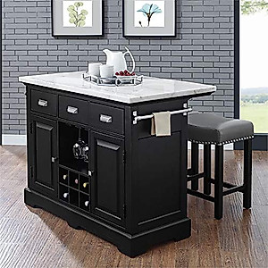 XPRESS WORLD Steve Silver Aspen Ebony Finished Wood Kitchen Island