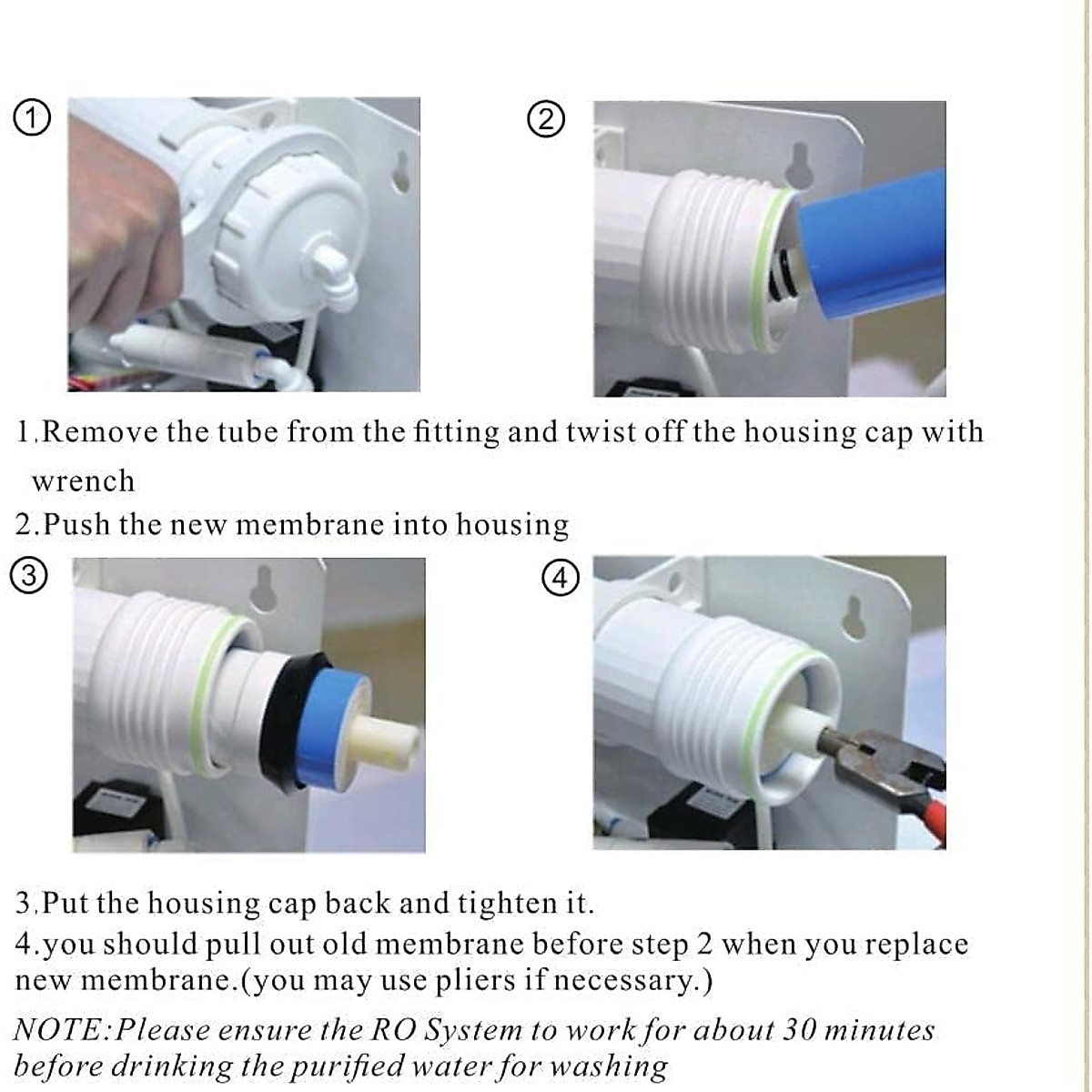 Geekpure Reverse Osmosis RO Membrane 50 GPD -NSF Certificated-Water Filter Replacement -Pack 4
