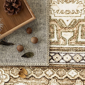 DECOMALL ALYTA Washable Area Rugs, Vintage Non-Slip Carpet for Living Room Bedroom Sitting Room Family Room, Beige 7’6”x9’6”