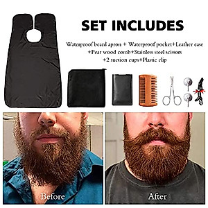 7-PACK Beard Apron Set Beard Catcher for Men's Shaving & Grooming Black Waterproof Beard Bib With Adjustable Neck, The Great Gift for Men.