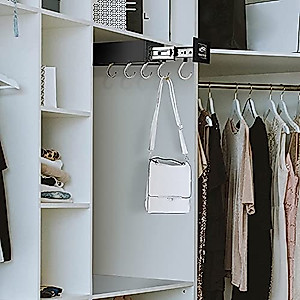 SOYO Adjustable Pot Racks Pan Utility Organizer Pull Out Kitchen Cabinet 7 Hook for Hanging, Sliding Pantry Organization and Storage, Black