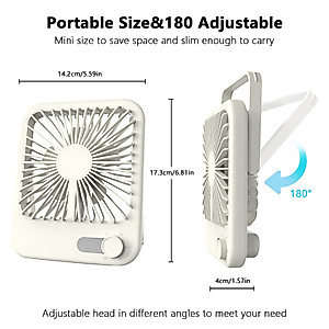 WhiteRhino Desk Fan 2000mAh Rechargable Fan,USB Fan Portable Table Air Circulator Fan with Aromatherapy,100 Speeds,39ft,180° Tilt,Ultra Quiet Digital Display Personal Fan Table Fan for Home Office