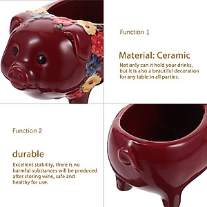 VOSAREA Pink Pig Ceramic Cocktail Tiki Mug Ceramic Hawaiian Party Mugs Drinkware Cute Exotic Cocktail Glasses Tiki Bar Professional Hawaiian Party Barware 400ml