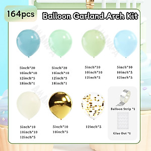 Dusty Blue Green Balloon Garland Arch Kit Blue Green White Sand Gold Confetti Balloons for Bridal Boho Birthday Party Backdrop Decorations