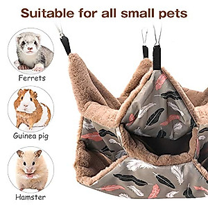 bokemar Small Animals Warm Plush Triple Bunkbed Cage Hanging Hammock Bed,Guinea Pig Cage Accessories Bedding, Warm Hammock for Parrot Ferret Squirrel Hamster Rat Playing Sleeping