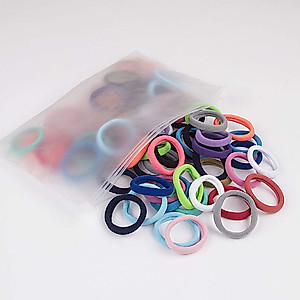 XIMA 60pcs Nylon Elastic Hair Ties Hair Ties Bands Rope No Crease Elastic Fabric Large Stretch Ponytail Holders (60pcs-Black(HT007-20))