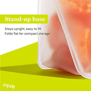 rezip 5-Piece Stand-Up Reusable BPA-Free Food Grade Storage Bag Pack n' Go Kit, Leakproof, Freezer Safe, Dishwasher Safe, Travel Friendly, (1) Quart (4-Cup/32-Ounce), (2) 2-Cup (16-Ounce), (2) Snack (1-Cup/8-Ounce), (Multicolor)