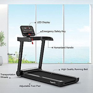 Goplus Heavy Duty Treadmill for Gym, Superfit Electric Treadmill with App Control, Large LED Digital Display, 12 Preset Programs, Walking Jogging Running Machine for Home Office