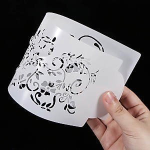 Wedding Cake Stencil Template, Kissbuty 5 Pcs Cake Decorating Embossing Plastic Spray Floral Cake Cookie Fondant Side Baking Mesh Stencil Mat Wedding Decor Tools (Diamond Quilted Grid Texture)