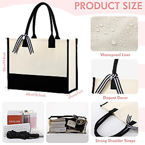 Sweetude 20 Pcs Canvas Beach Bag Initial Classic Present Bag for Women DIY Personalized Canvas Tote Bag for Wedding Bridal Bridesmaid Birthday Beach Holiday(Natural White)