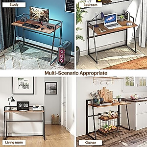 Eureka Ergonomic 41 inch Folding Table Home Office Collapsible Desks Study Writing Computer Folding Desks for Small Spaces Free Assembly, Walnut