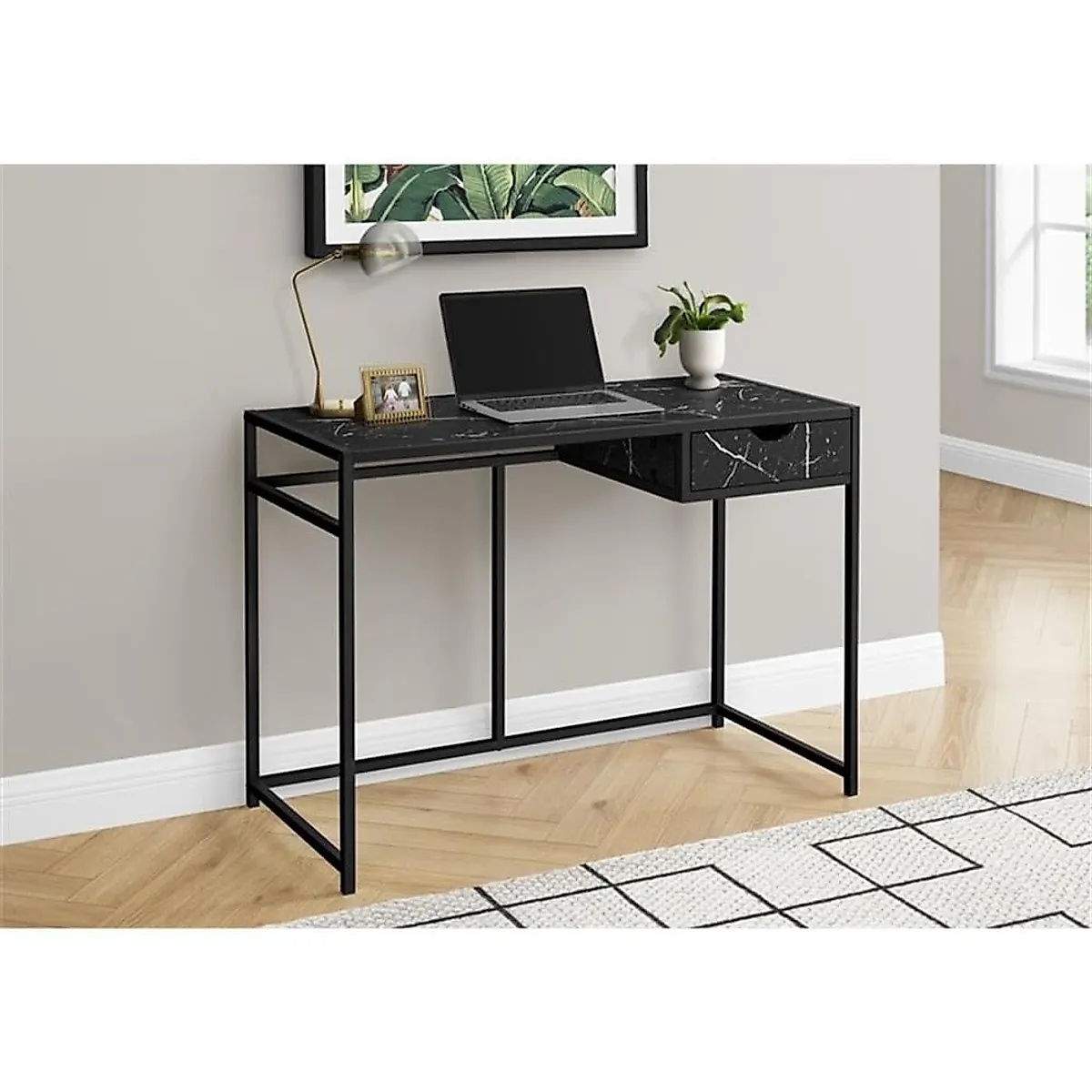 UrbanPro Computer Desk Home Office Laptop 42" L Work Metal Black Marble Look