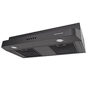 30 Inch Under Cabinet Range Hood, thermomate 230CFM Slim Vent Hood with 3 Speed Exhaust Fan, Insert Ducted Range Hood with 2 LED Lights, Black