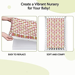 Pineapple Themed Fitted Crib Sheet,Standard Crib Mattress Fitted Sheet Ultra Soft Material-Great for Boy or Girl Room or Nursery,28“ x52“,Multicolor