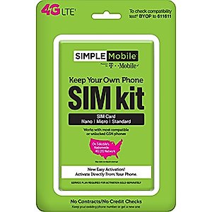 Simple Mobile Keep Your Own Phone 3-in-1 Prepaid SIM Kit