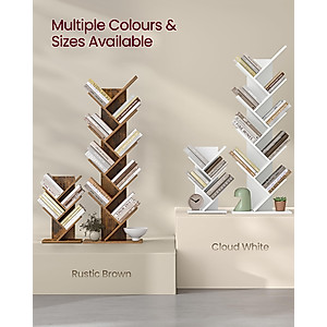 VASAGLE Tree Bookshelf, 5-Tier Bookcase, Small Bookshelf, Space-Saving Corner Shelf, Book Tree, Holds Books, CDs, Games, for Bedroom, Living Room, Home Office, Cloud White ULBC183T14