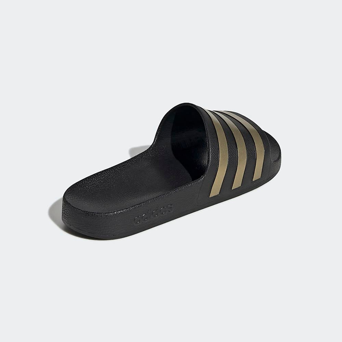 adidas unisex adult Adilette Aqua Slide Sandal, Core Black/Gold Metallic/Core Black, 11 Women Men US