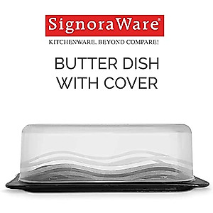 Cover Butter Container - Butter Storage Container with Transparent Lid - Durable Plastic Butter Container for Counter - Plastic Butter Dish with Lid - Covered Butter Dish for Home or Camping (Black)