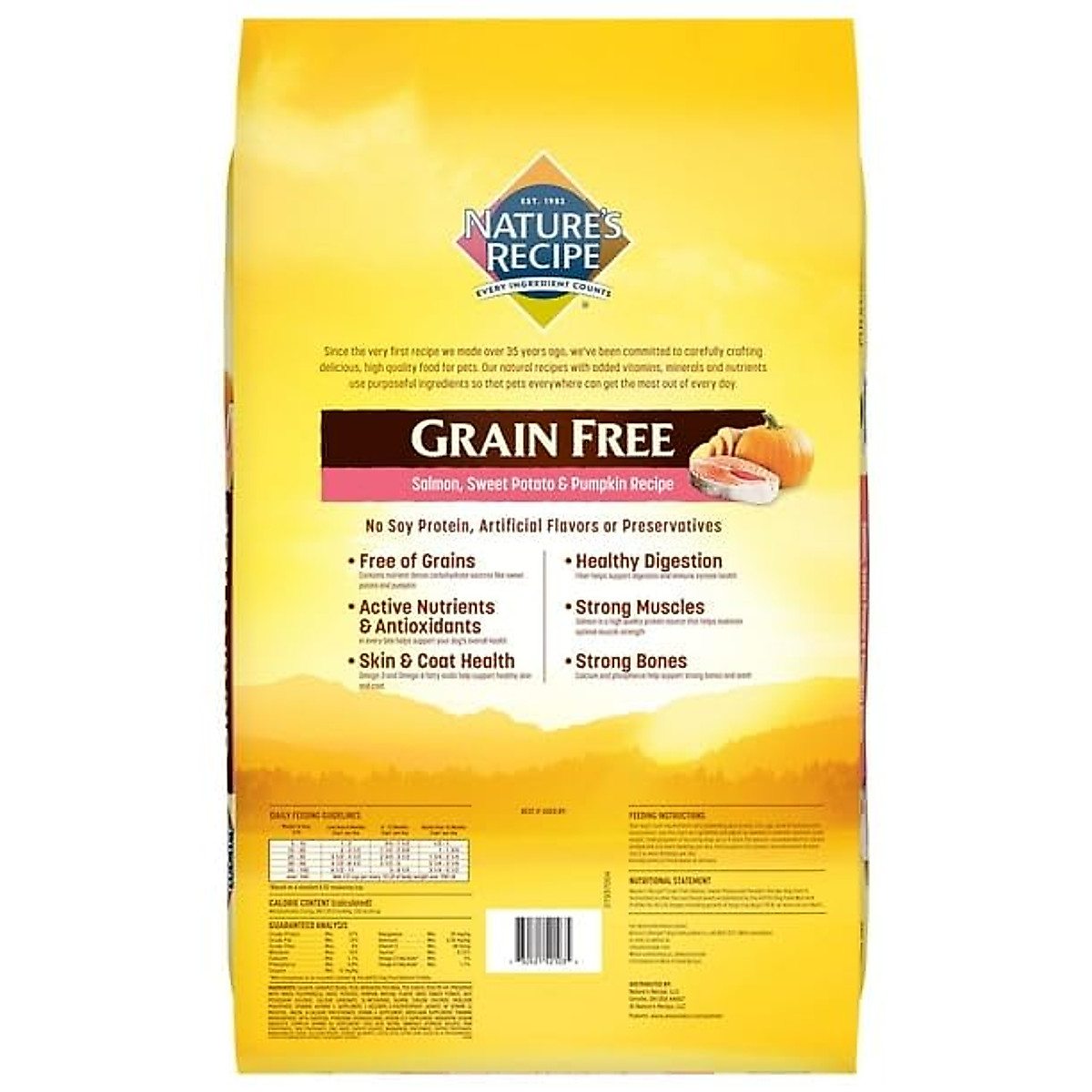 Grain Free Salmon, Sweet Potato & Pumpkin Recipe, Dry Dog Food, 12 Lb, No Artificial Flavors, Colors, Or Preservatives