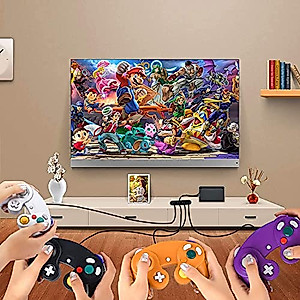 Burcica 4PCS Controllers for Gamecube, with 4 Extension Cables and 4-Port USB Adapter for Switch PC Wii U Console