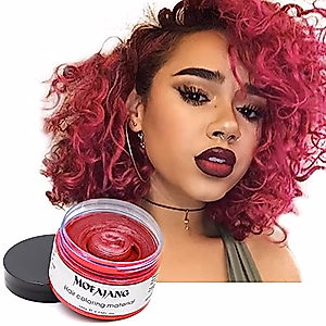 Red Hair Wax Color, SOVONCARE Temporary Dye Wax Natural Hairstyle Cream Hair Pomades for Women & Men Party Cosplay Halloween Date 4.23 oz (Red)