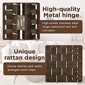 6-Panel Room Divider and Folding Privacy Screen with Display Shelves 6 Ft Wood, Decorative Screen Freestanding Office Temporary Wall Divider Diamond Room Partition, Brown